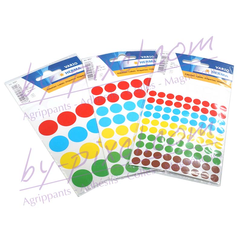 Pastilles rondes multicolores Herma 8 mm - sachet de 540 - by-pixcl